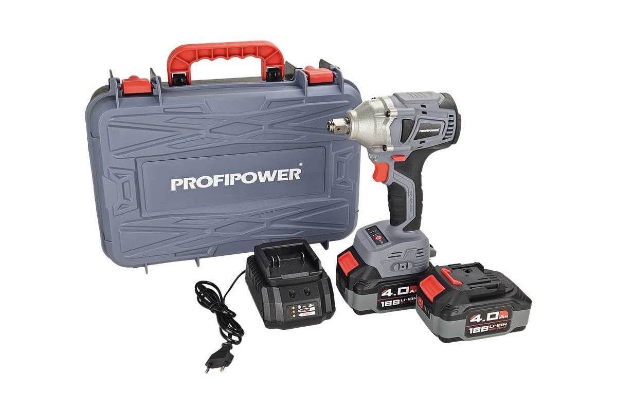 Аккумуляторный гайковерт бесщеточный импульсный Profipower MKDTW-18B (Li-ion-2шт, 4.0Ач, 330Нм ...