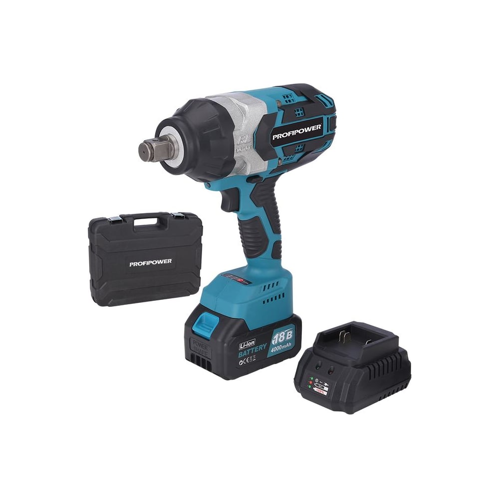 Аккумуляторный гайковерт бесщеточный ударный Profipower DTD-18B ( Li-ion-1шт, 4.0Ач, 0-2200 уд ...