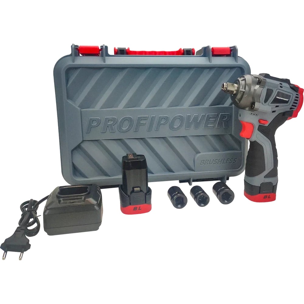 Аккумуляторный бесщеточный ударный гайковерт Profipower BL-163 (16В, 260Нм, Li-ion 2шт, 2.0Ач ...
