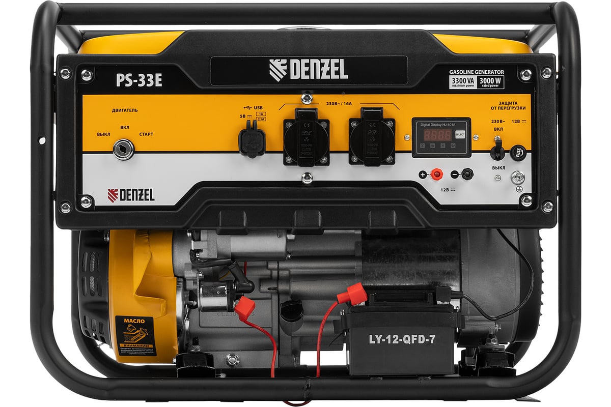 Бензиновый генератор Denzel PS-33E, 3,3 кВт, 230В, 15 л, электростартер ...
