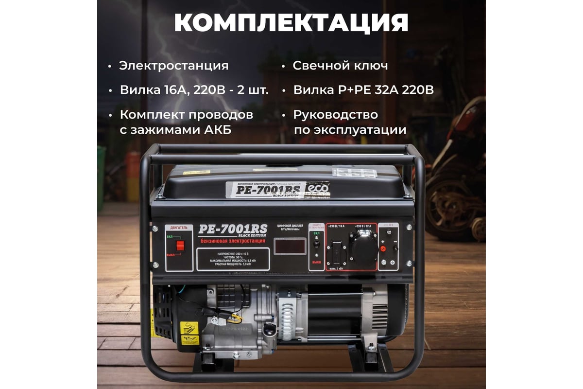 Бензиновый генератор ECO PE-7001RS Black Edition EC1566-2 - выгодная цена, отзывы ...