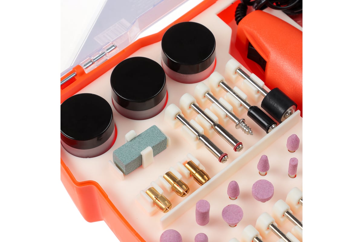 Мини дрель ЕРМАК сетевой гравер, 12В, 15000 об/мин, с набором насадок ...