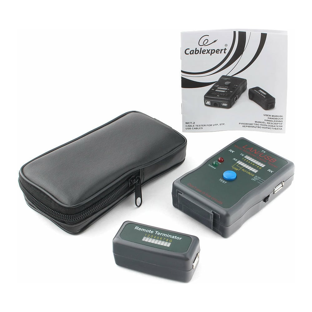 Тестер Cablexpert LAN 100/1000 Base-TX, для UTP, STP, RJ-11, USB-кабеля ...