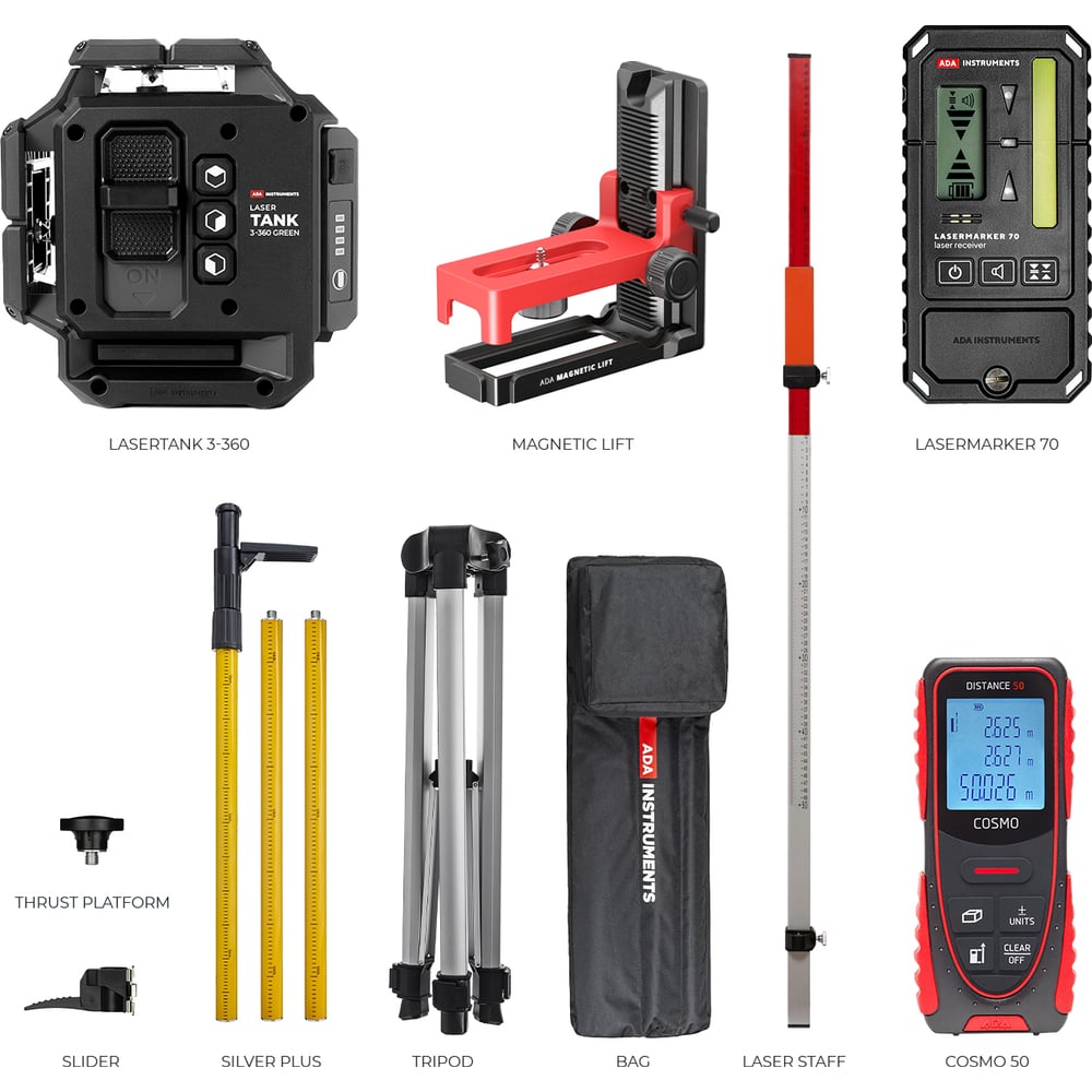 Лазерный уровень ADA PROF SET LaserTANK 3-360 + Cosmo 50 + SILVER PLUS ...