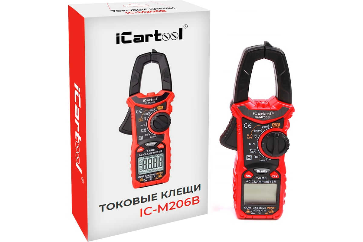 Токовые клещи переменного тока iCarTool 600 A IC-M206B - выгодная цена, отзывы, характеристики ...