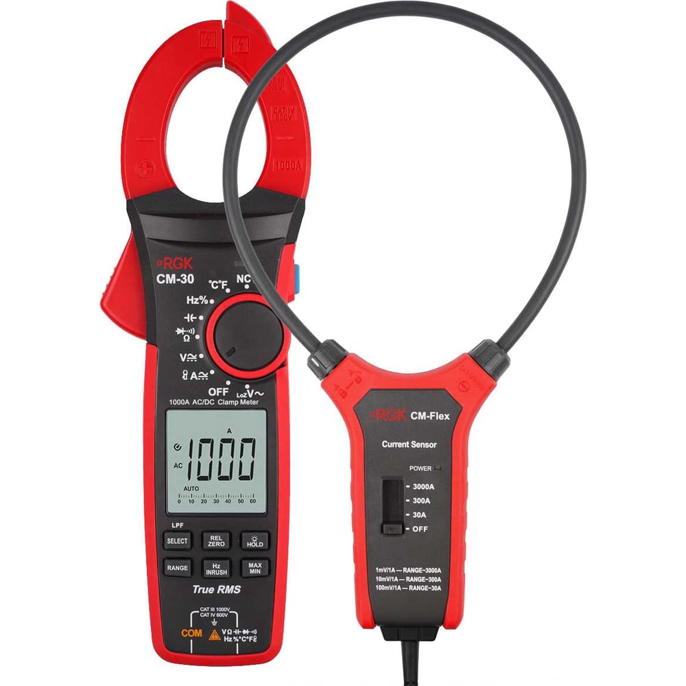 Токоизмерительные клещи RGK CM-30 + Токовый датчик CM-Flex + поверка 721425 - выгодная цена ...