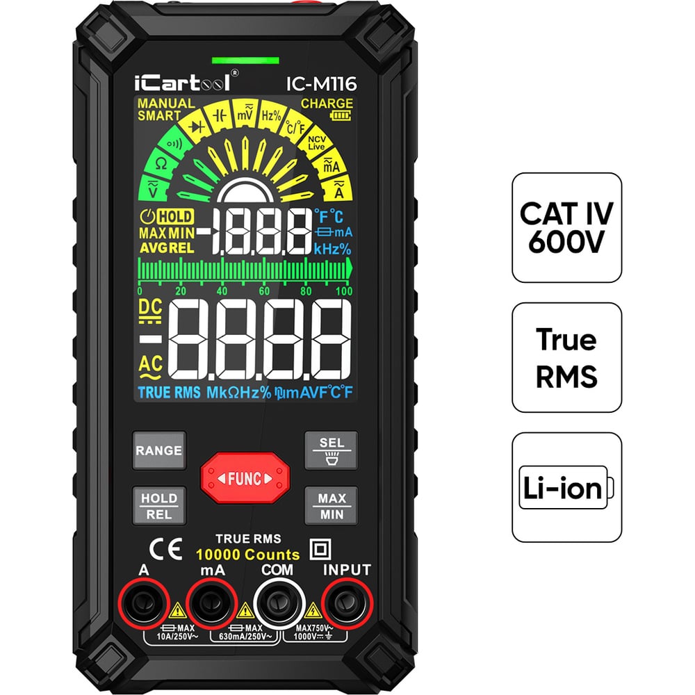 Профессиональный цифровой смарт мультиметр iCarTool CATIII 1000V, СATIV ...