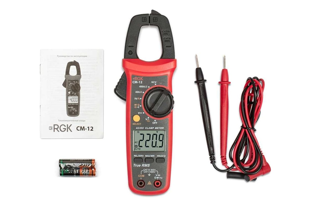 Токоизмерительные клещи с поверкой RGK CM-12 779685 - выгодная цена, отзывы, характеристики ...