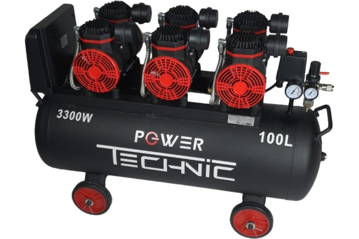 Поршневой малошумный безмасляный компрессор POWER TECHNIC с фильтром ...