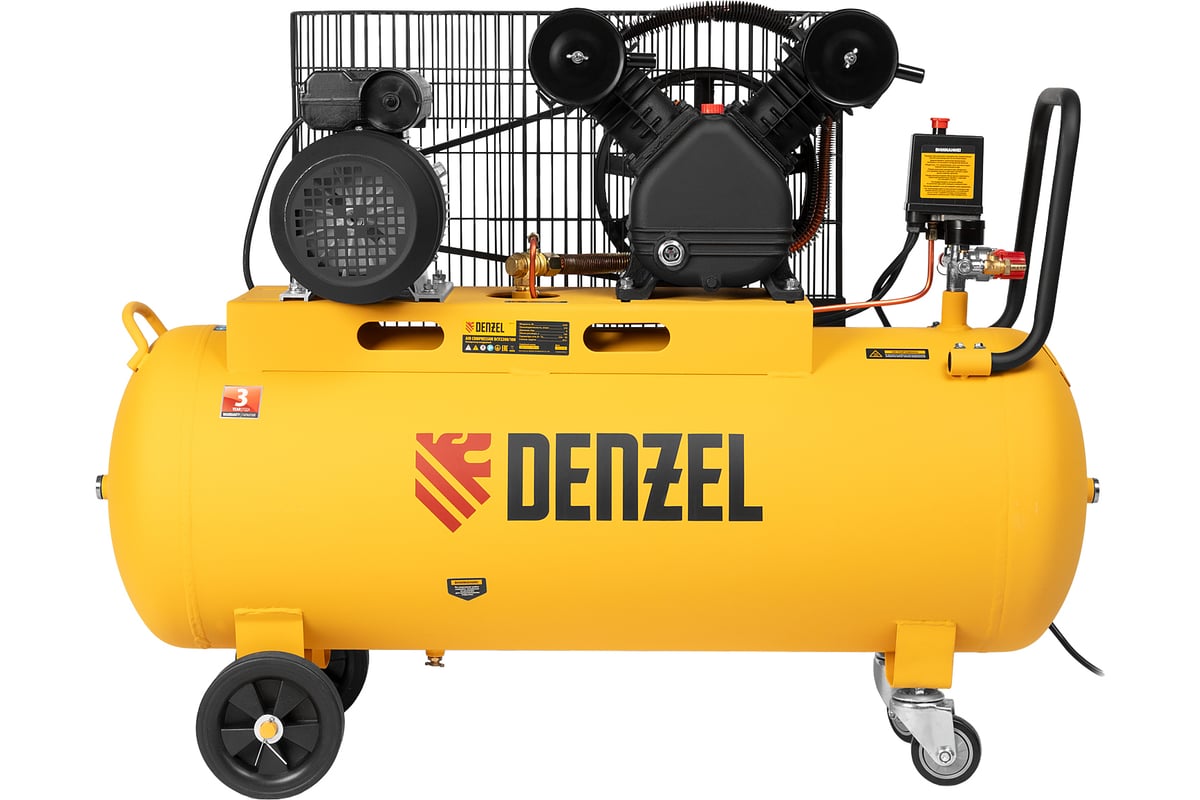 Воздушный компрессор с ременным приводом DENZEL BCV2200/100 2.2 кВт ...