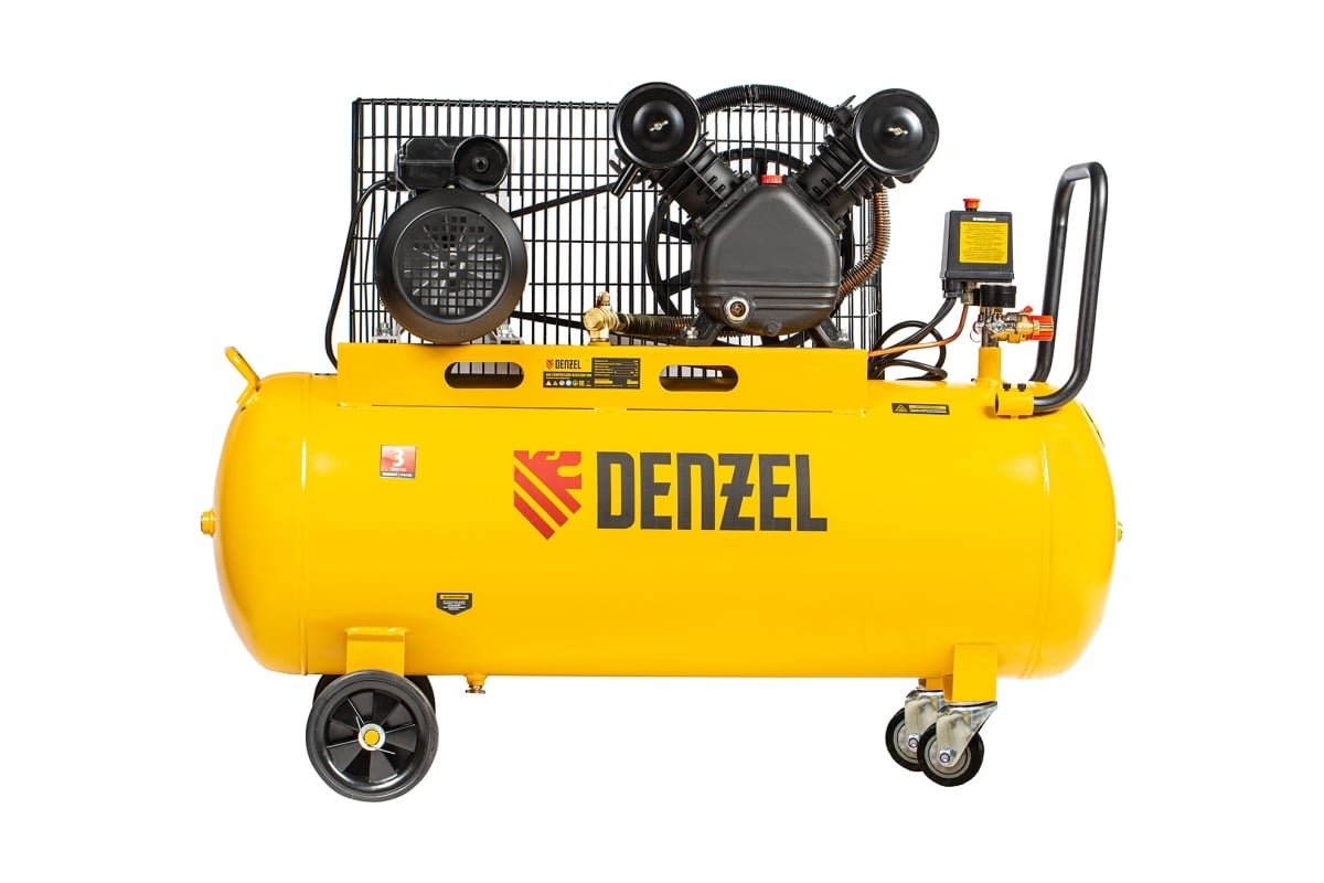 Воздушный компрессор с ременным приводом DENZEL BCV2200/100 2.2 кВт ...