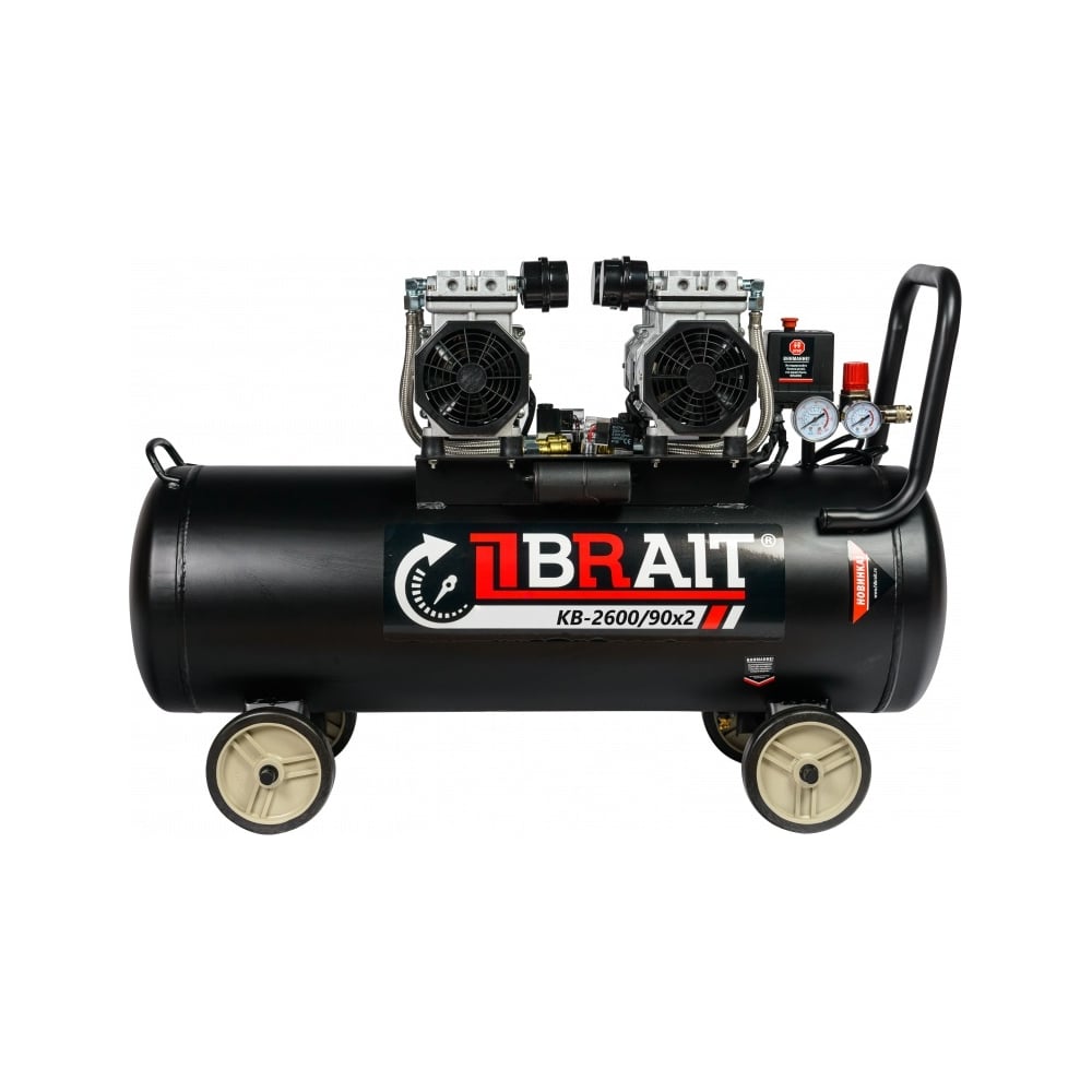 Воздушный компрессор BRAIT КB-2600/90Х2 20.01.018.043 - выгодная цена, отзывы, характеристики ...