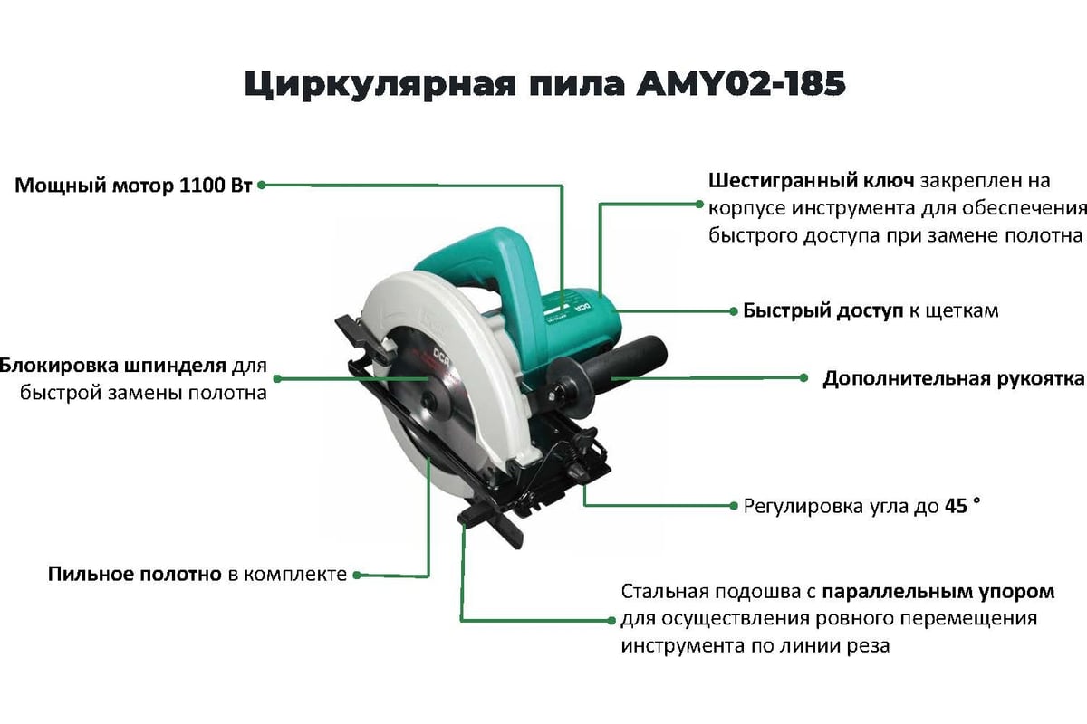 Электрическая циркулярная пила DCA AMY02-185 - выгодная цена, отзывы ...