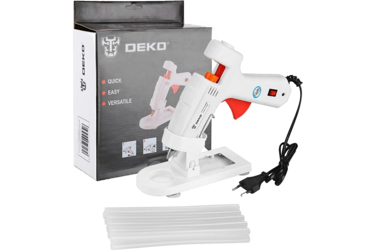 Клеевой термопистолет DEKO DKGG100 100Вт, SET4, подставка, набор ...