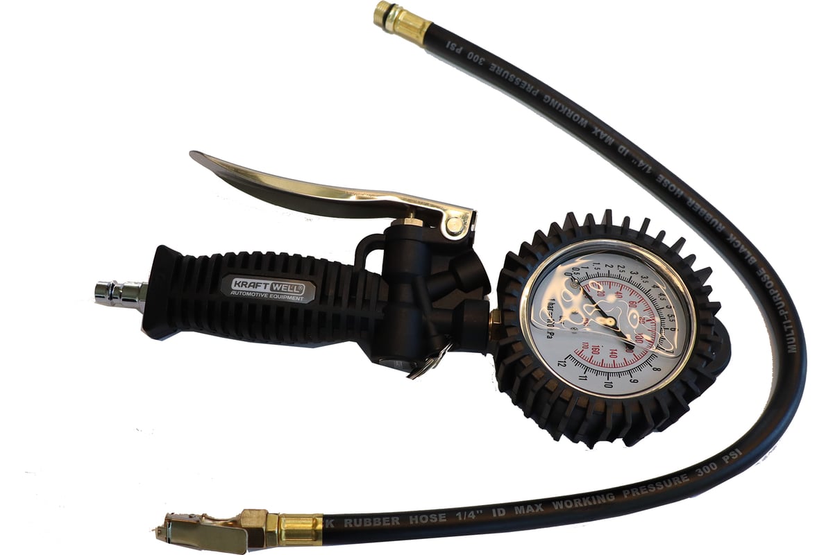 Пистолет для подкачки шин с аналоговым жидкостным манометром KraftWell ...