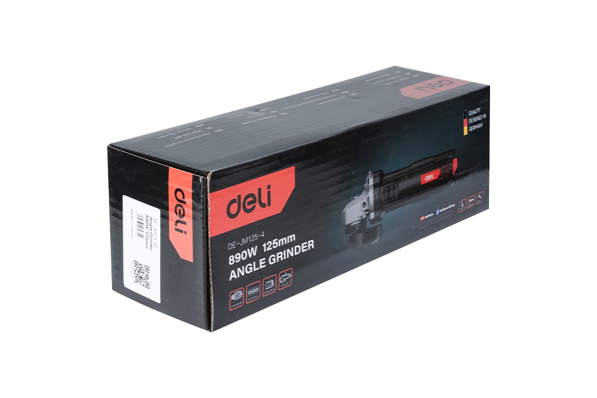 Профессиональная угловая шлифмашина болгарка DELI DE-JM125-4E 890 Вт, диск 125 мм, 12000 об/мин ...
