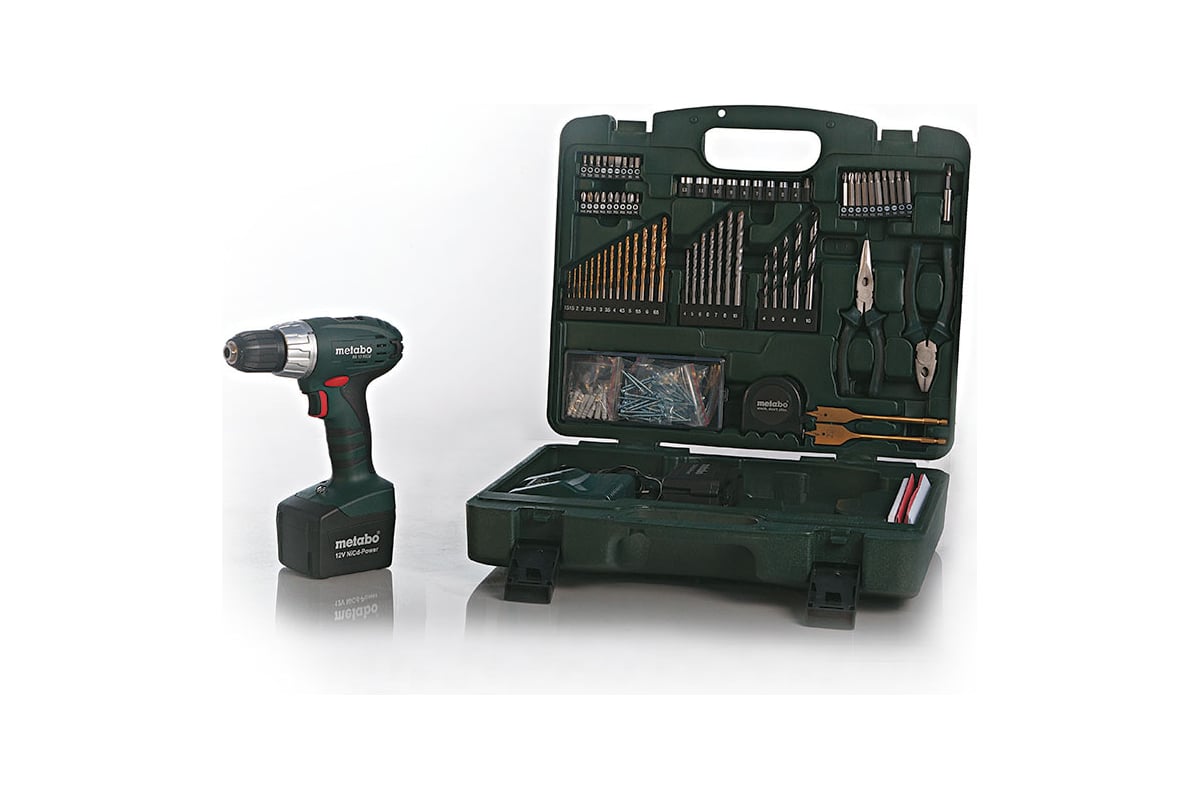 Аккумуляторная дрель-шуруповерт Metabo BS 12 NiCd 602172870 с набором ...