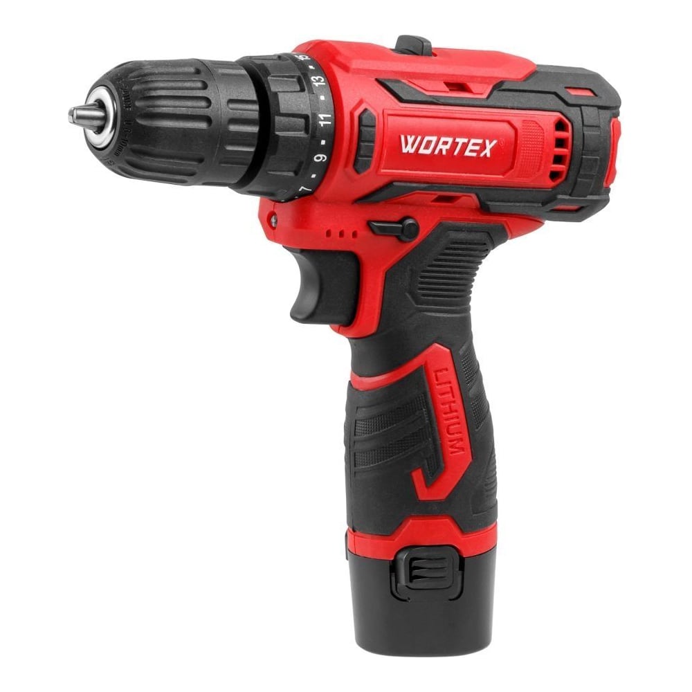 Аккумуляторная дрель-шуруповерт WORTEX BD 1220 Li в чемодане 12 В, 30 Нм, 2x1.5 А/ч, БЗП 10 мм ...