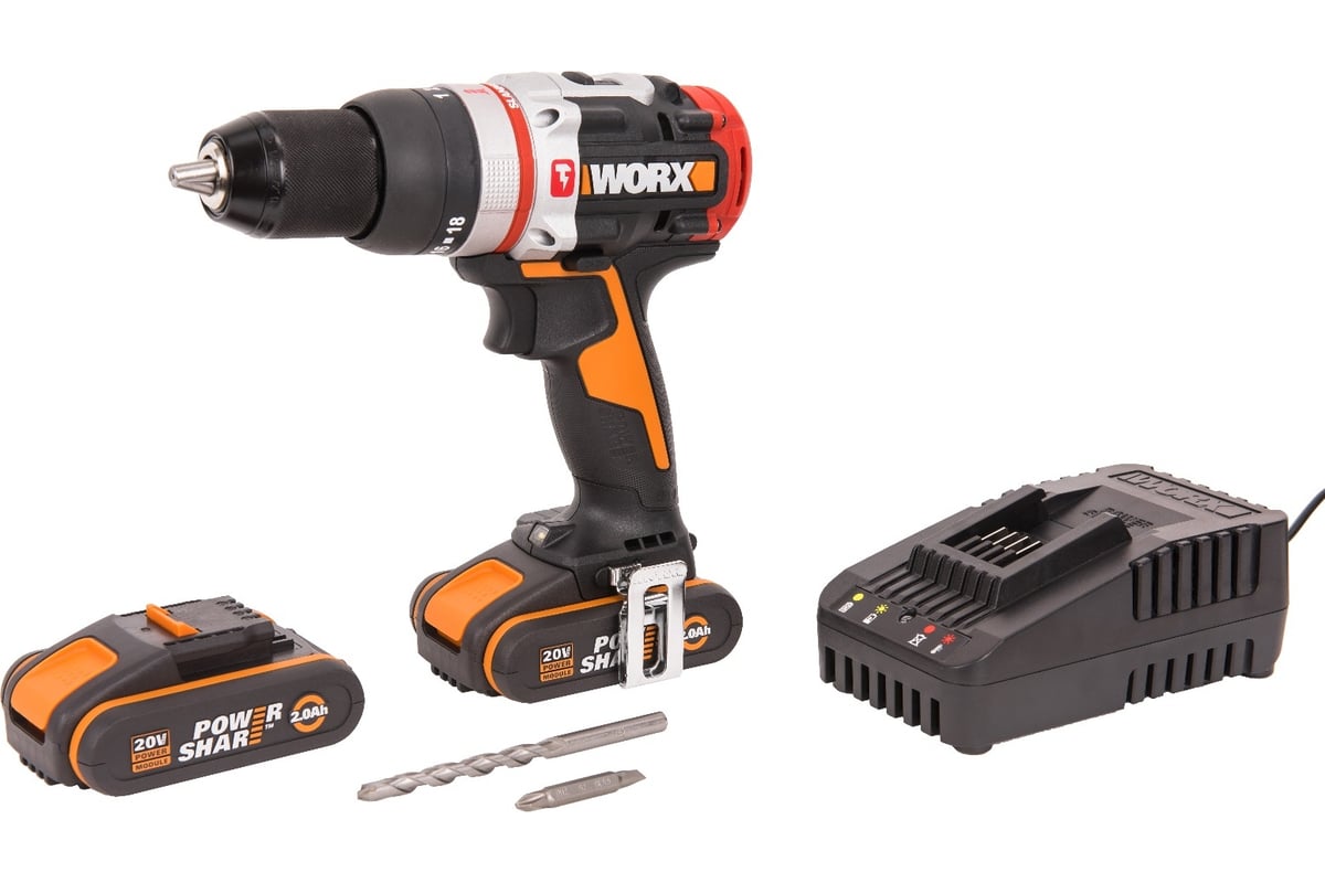 Аккумуляторная бесщеточная ударная дрель-шуруповерт WORX WX354 ...