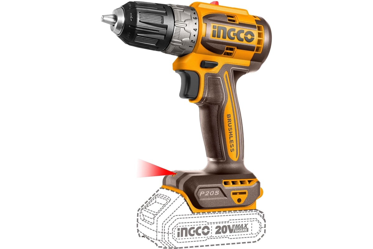 Аккумуляторный шуруповерт INGCO б/щ 20B, 52 Нм Li-ion INDUSTRIAL ...