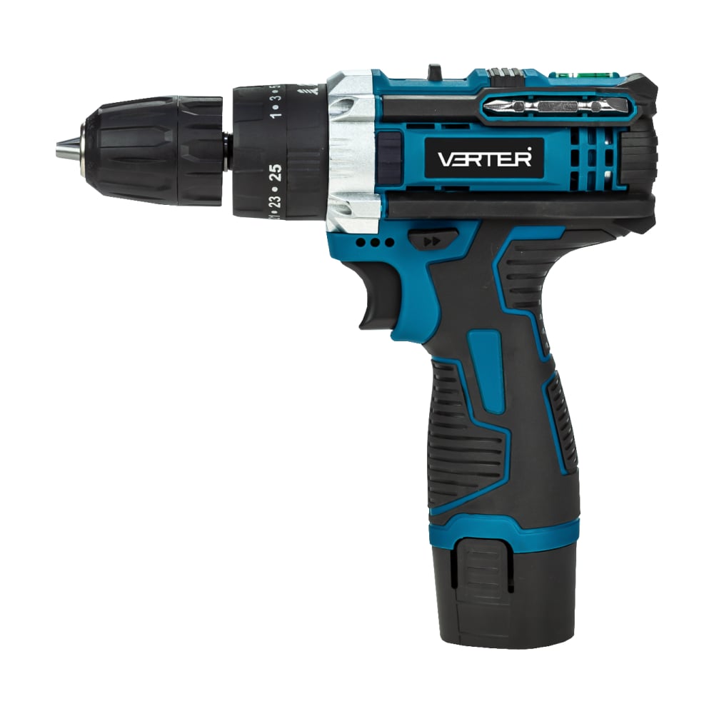 Дрель-шуруповерт аккумуляторный VERTER 12В, 2 АКБ, 1500 мАч, 1500 об ...