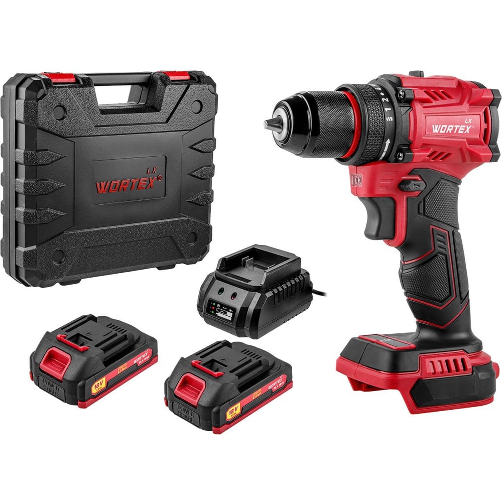 Аккумуляторная бесщеточная дрель-шуруповерт WORTEX LX BD 1815-1 Li 18В, 45 Нм, 2*1.5 Ач, патрон ...