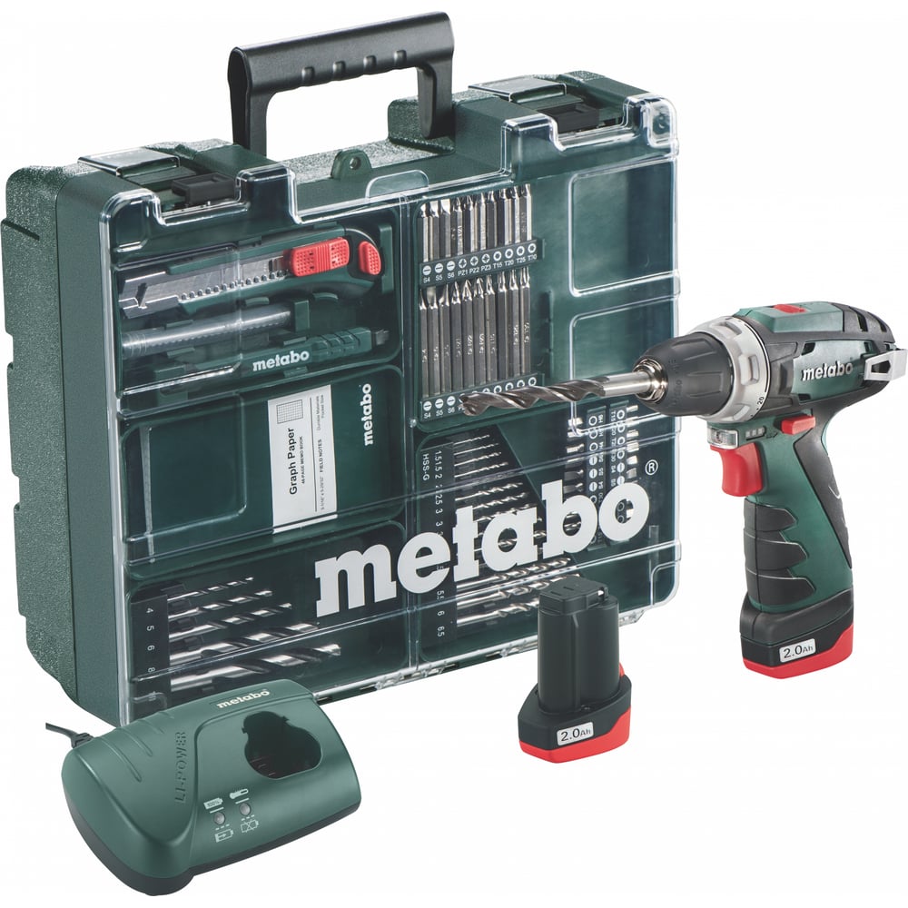 Аккумуляторная дрель Metabo PowerMaxx BS Basic Set с набором оснастки ...