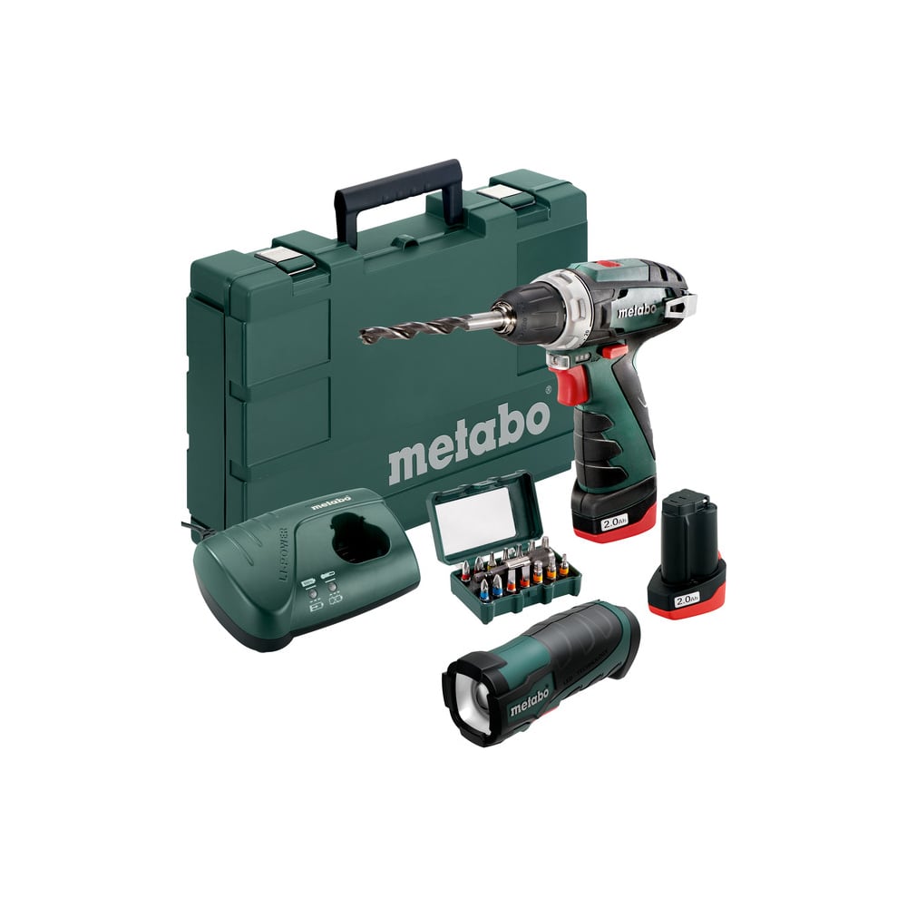 Аккумуляторный винтоверт Metabo PowerMaxx BS Basic + карманный фонарь ...