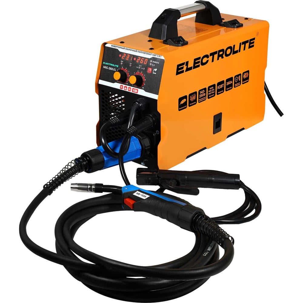 Сварочный инверторный полуавтомат Electrolite MIG-260 EL (260 А, проволока 0.8-1 мм, 4 в 1) 6343 ...
