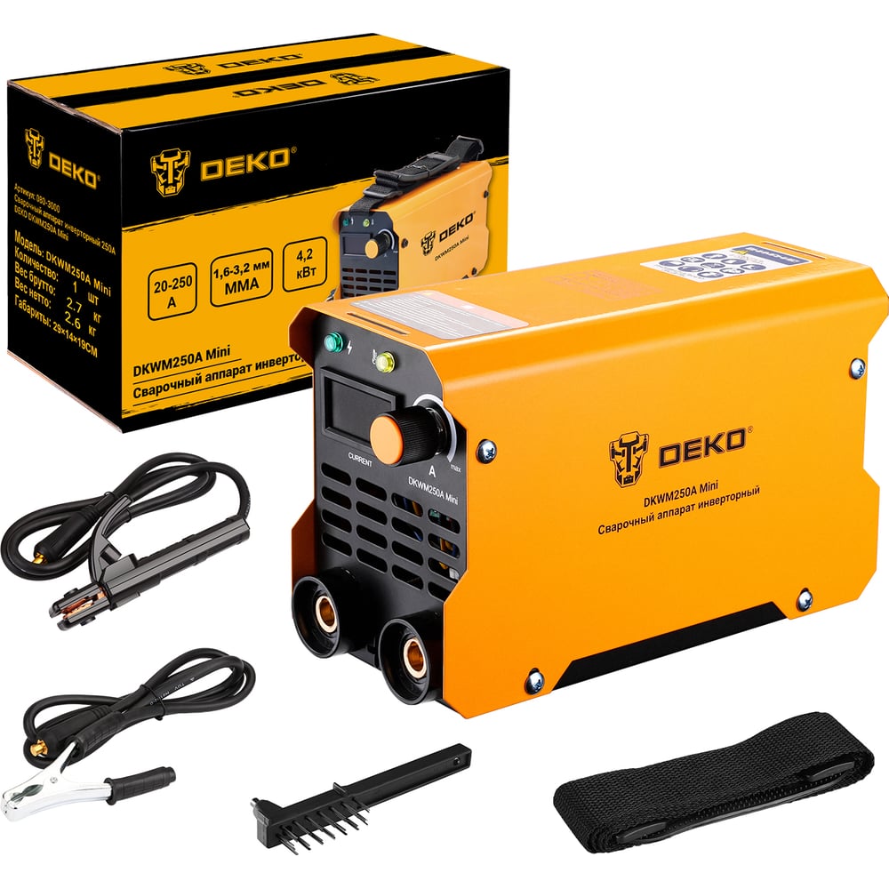 Сварочный аппарат инверторный DEKO 250А DKWM250A Mini 080-3000 ...