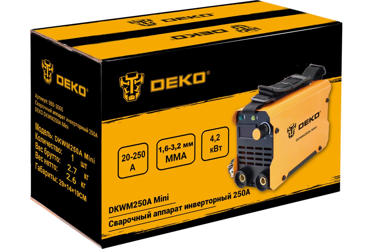 Сварочный аппарат инверторный DEKO 250А DKWM250A Mini 080-3000 ...