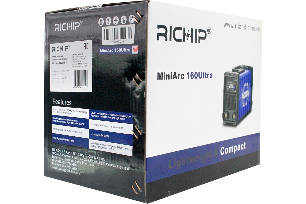 Инверторный сварочный аппарат (160 А; 3+1.5 м; ПВ 60%) Richip MiniArc ...