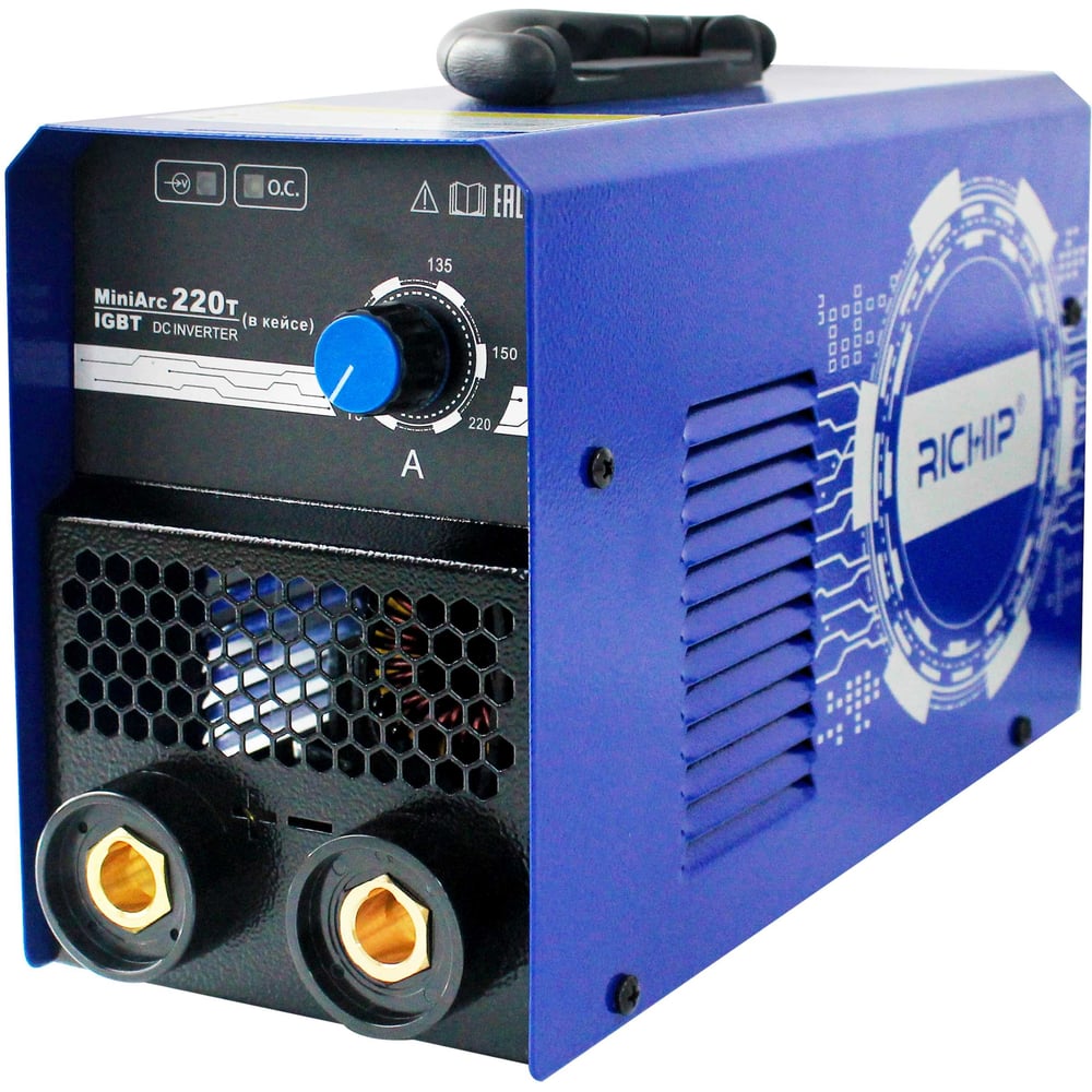 Инверторный сварочный аппарат (220 А; 2+1.5 м; ПВ 60%) Richip MiniArc 220T (в кейсе) - доступная ...