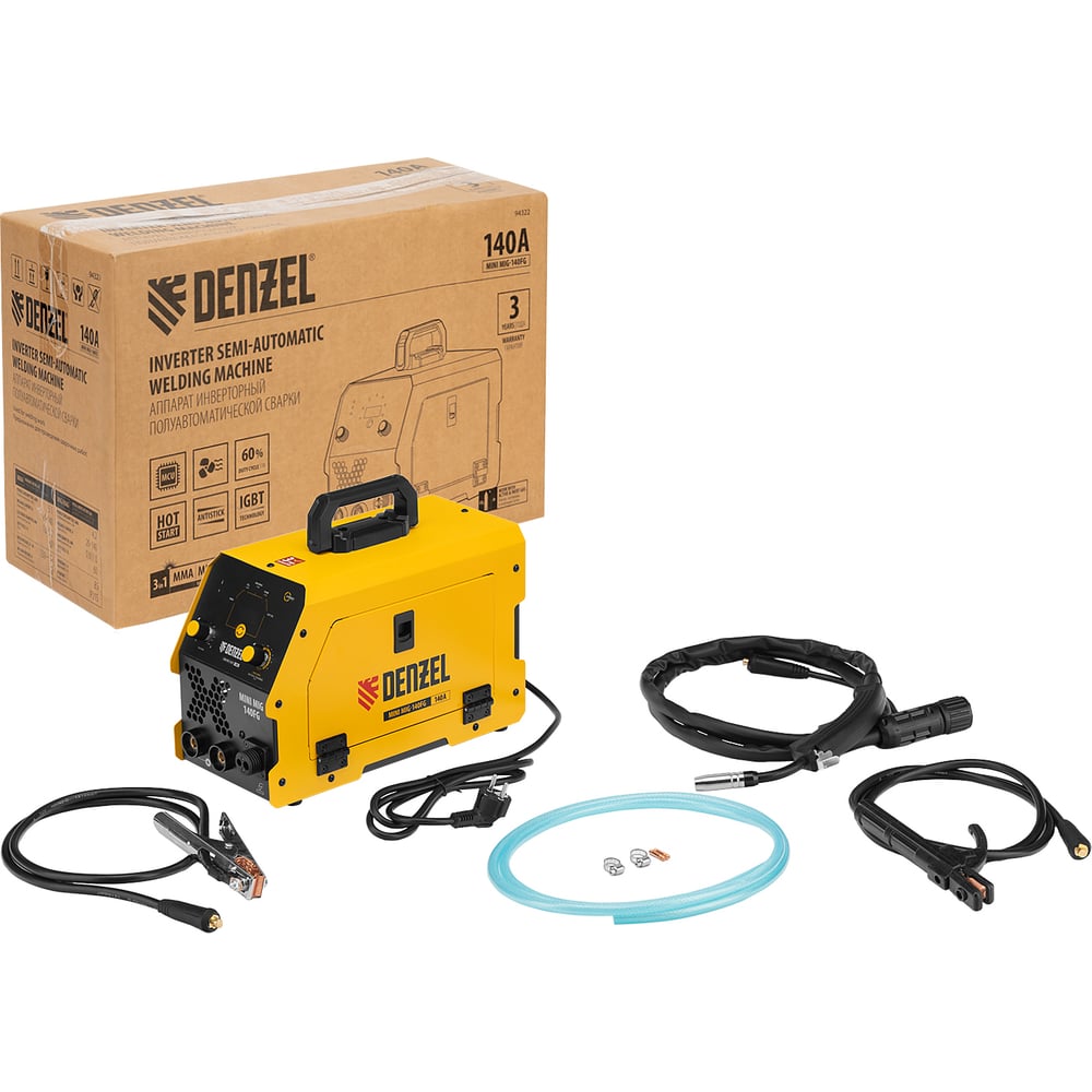 Инверторный аппарат полуавтоматической сварки Denzel mini mig-140fg ...