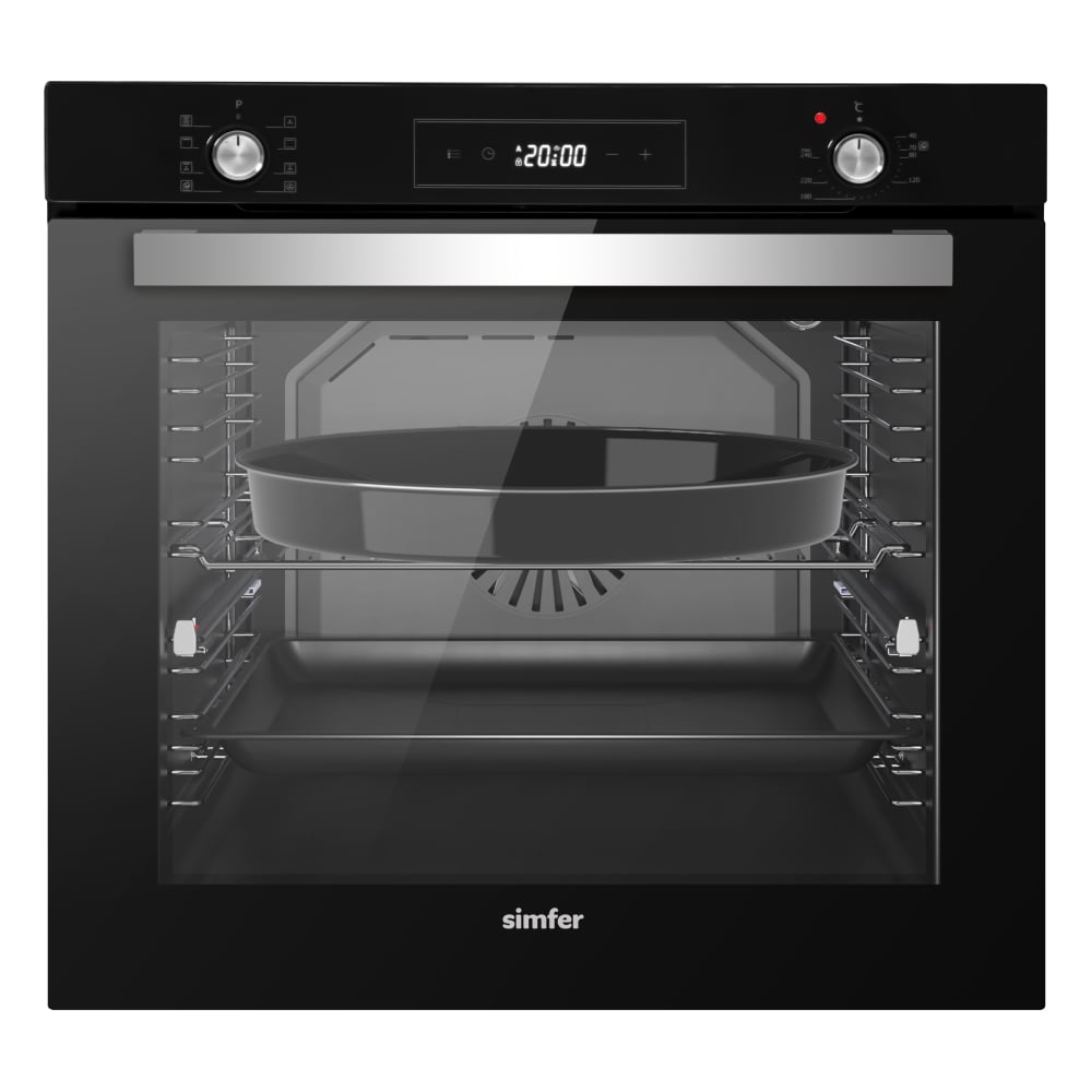 Электрический духовой шкаф SImfer 9 режимов работы, конвекция, гриль, таймер, черное стекло ...