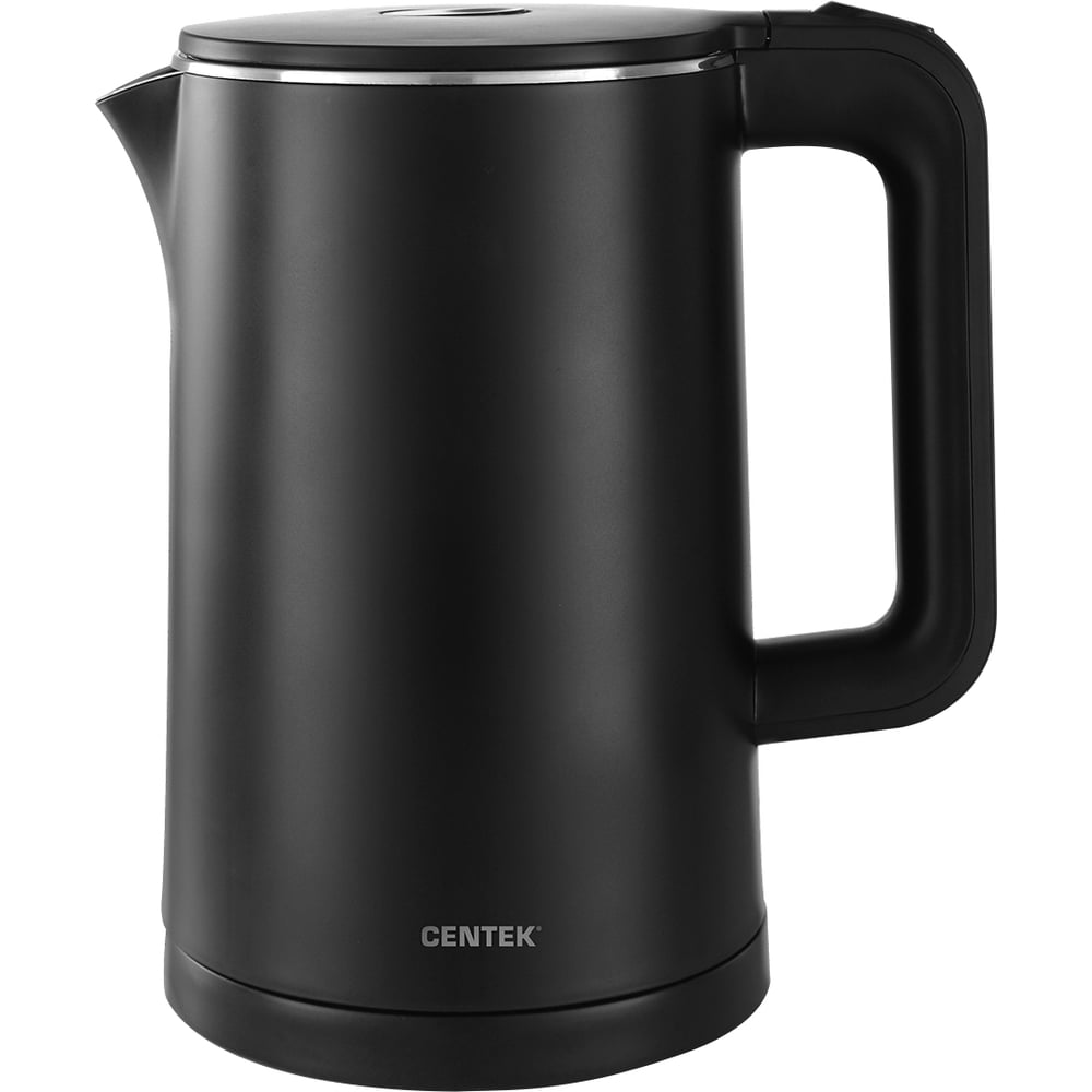 Чайник Centek CT-0009 черный, 1.7 л, 2000 Вт, двойные стенки, бесшовная колба, эффект термоса CT ...