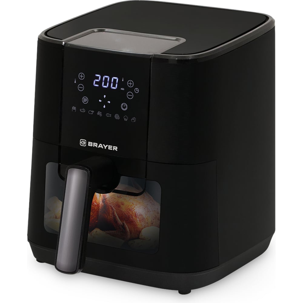 Аэрогриль BRAYER 2032BR 1500 Вт 5,5 л, температура 200С, съемная решетка, таймер, LCD-дисплей ...