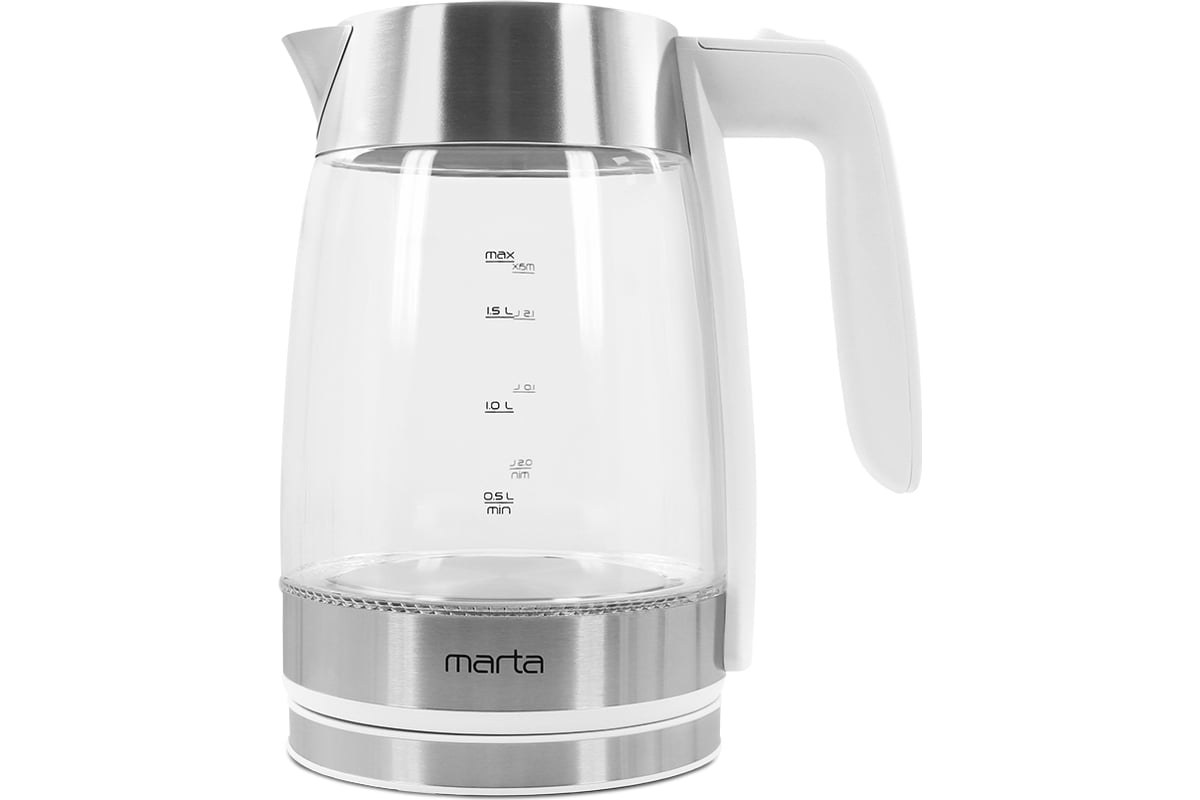 Чайник стеклянный MARTA MT-4555 белый 39269 - выгодная цена, отзывы ...
