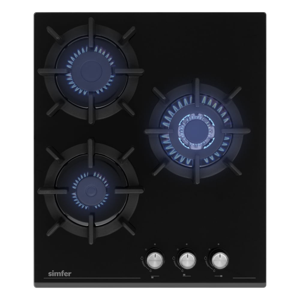 Газовая варочная поверхность SImfer газ-контроль, WOK конфорка, черное стекло H45N35B571 ...