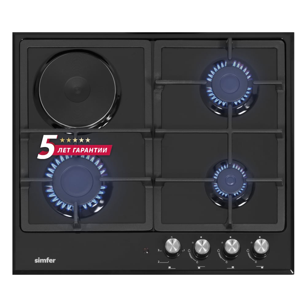 Комбинированная варочная поверхность SImfer газ-контроль, чугуная решетка H60V31B516 - выгодная ...