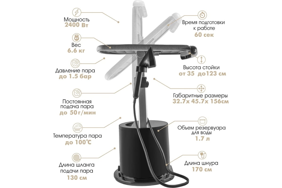 Отпариватель для одежды ENDEVER Odyssey Q-12 черный, мощность 2400 Вт ...