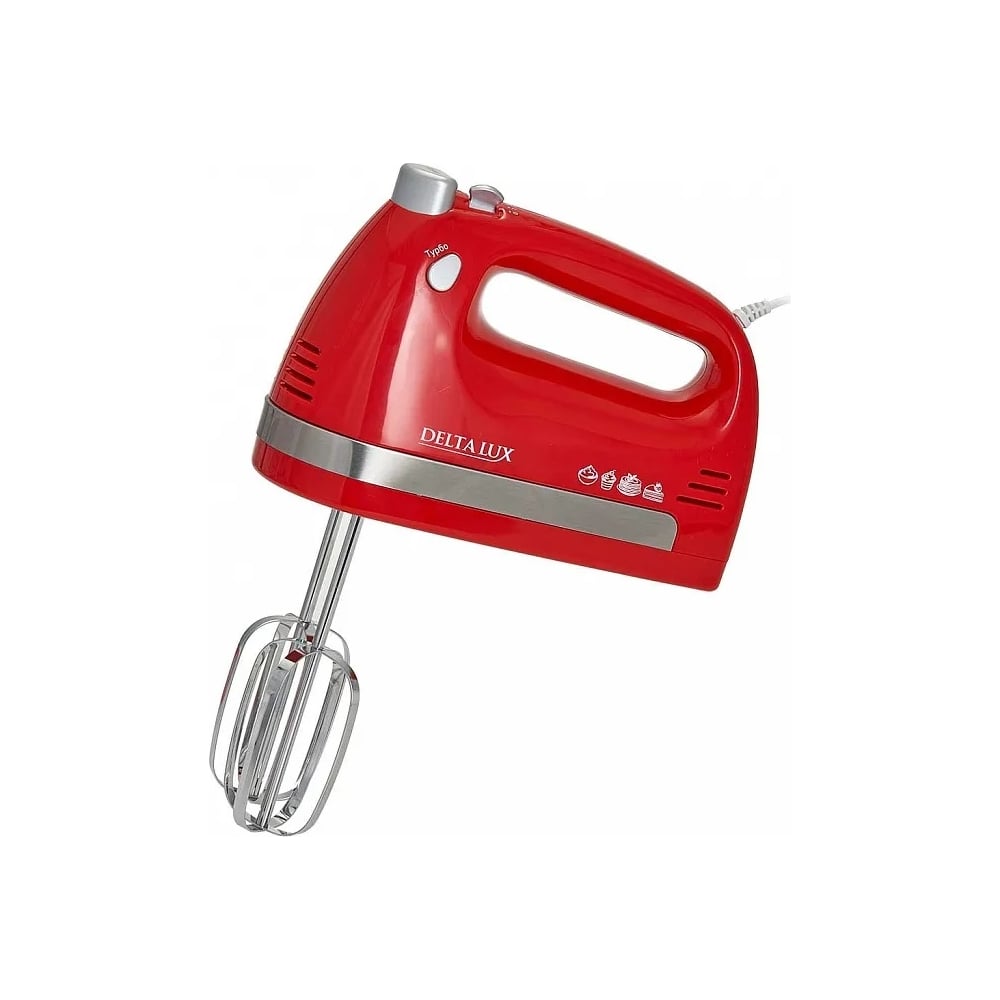 Миксер Delta LUX DE-7705 красный, 700 Вт, 4 насадки, 5 скоростных ...