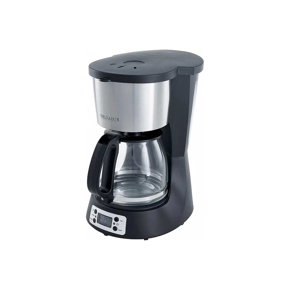 Кофеварка Delta LUX DE-2000 черная, 1000 Вт, таймер, 1,5 л, LED дисплей ...