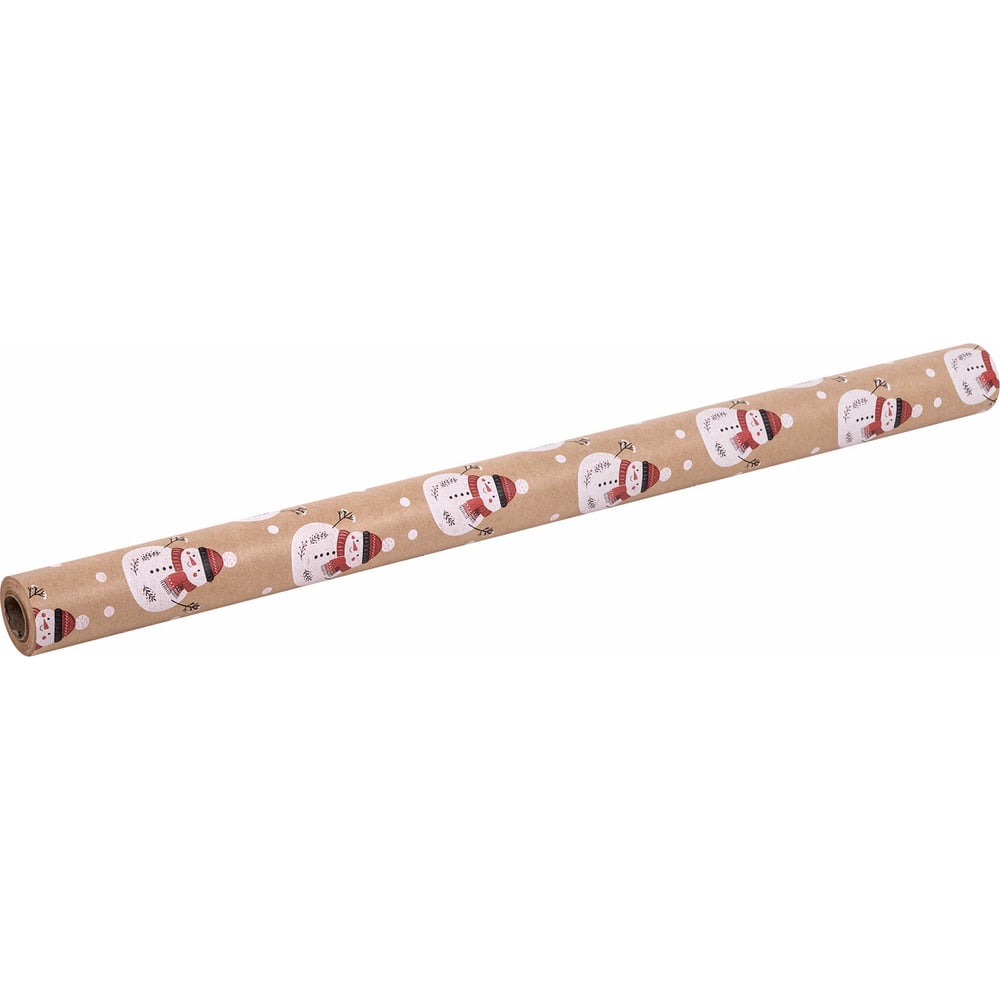 Упаковочная бумага Золотая сказка крафт, Big Size, новогодняя, Snowman ...