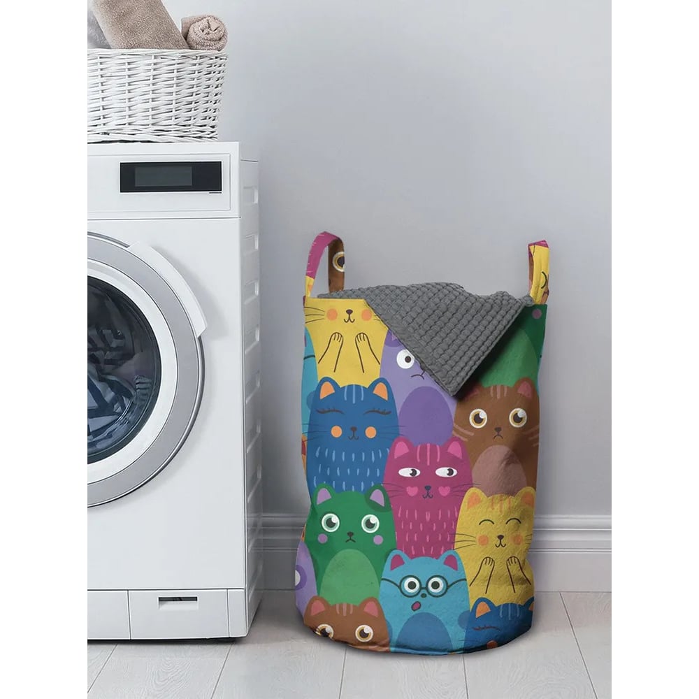 Корзина для белья в ванную JOYARTY "Яркие цветные коты" 45 л, gaba_413272_M - выгодная цена ...