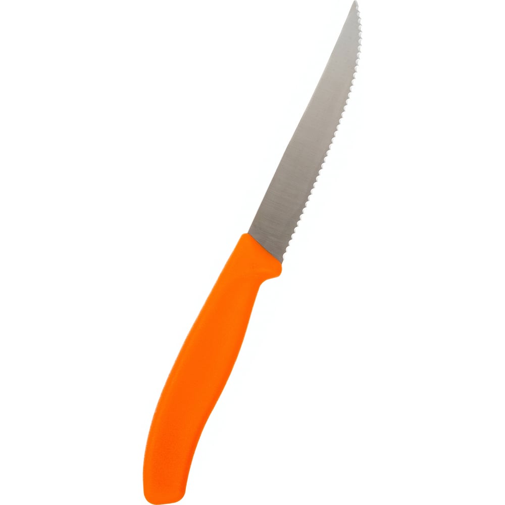 Нож для стейков и пиццы Victorinox Gourmet 12 см, волнистое, оранжевый ...
