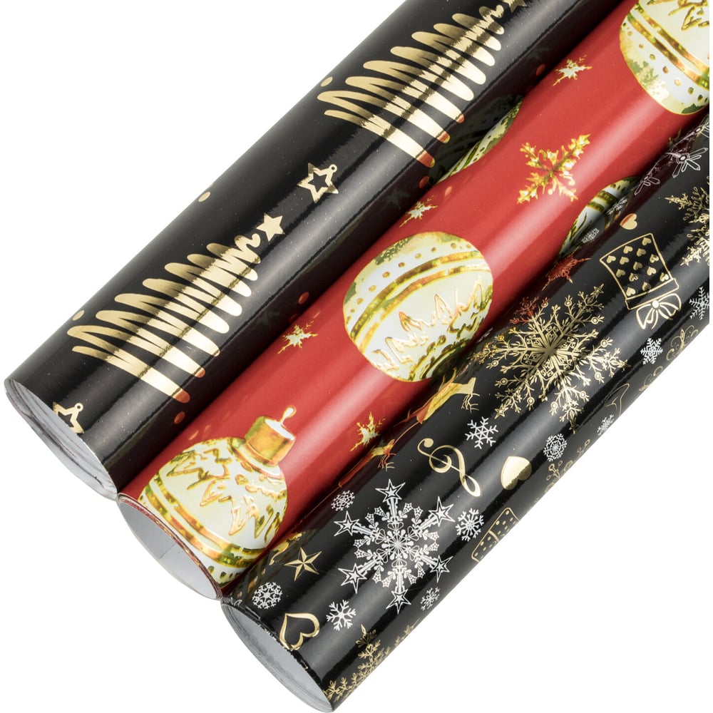 Бумага упаковочная Золотая сказка новогодняя НАБОР 3 шт "Black and Gold ...