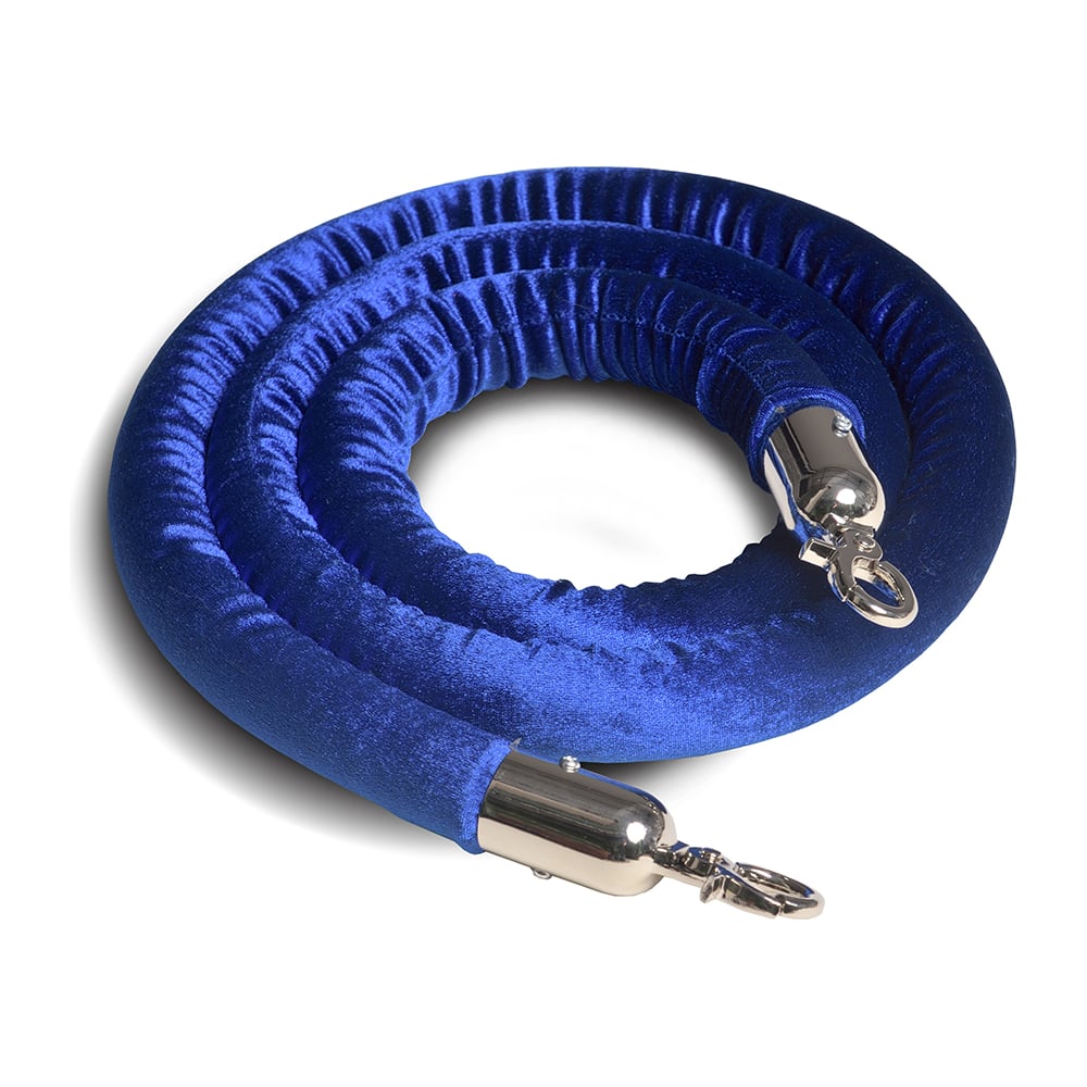 Декоративный канат Rusbarrier бархатная перемычка, с декор карабином, 2 метра KBP-0020 blue ...