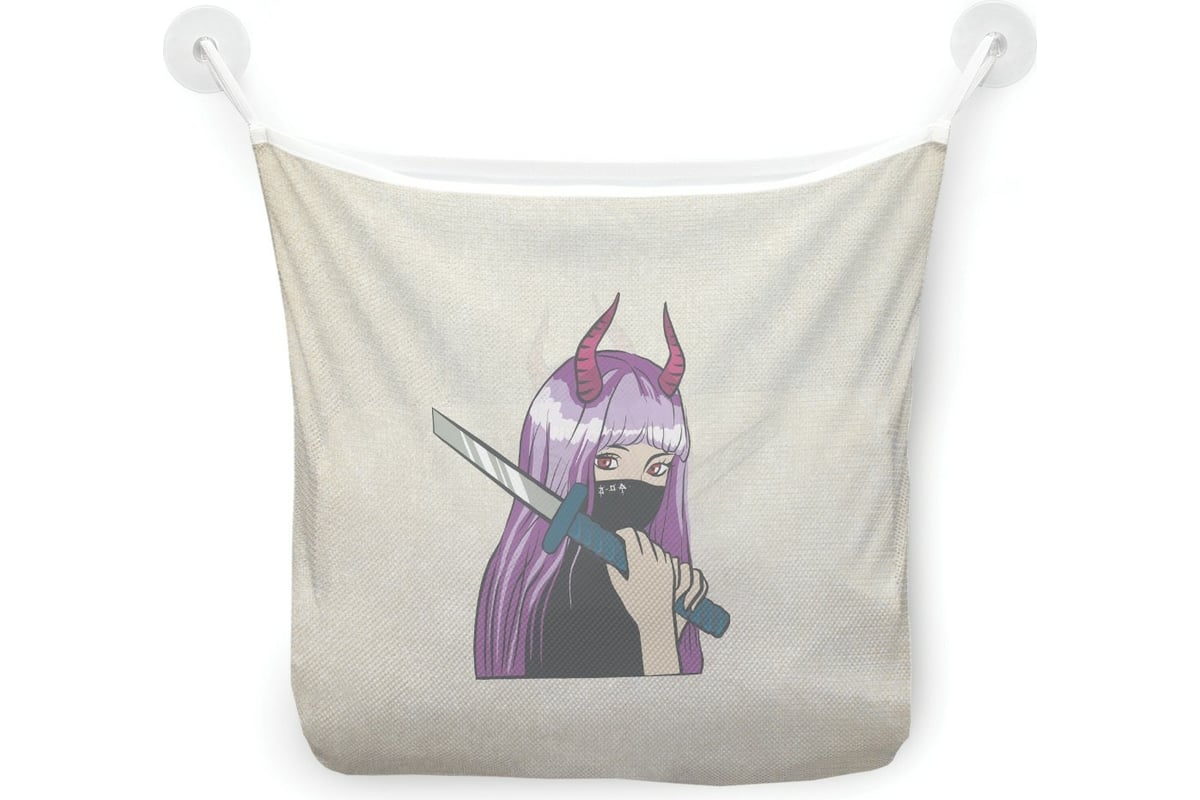 Органайзер для ванной - Сетка настенная на присосках для игрушек JoyArty "Воин аниме", 39x33 см ...