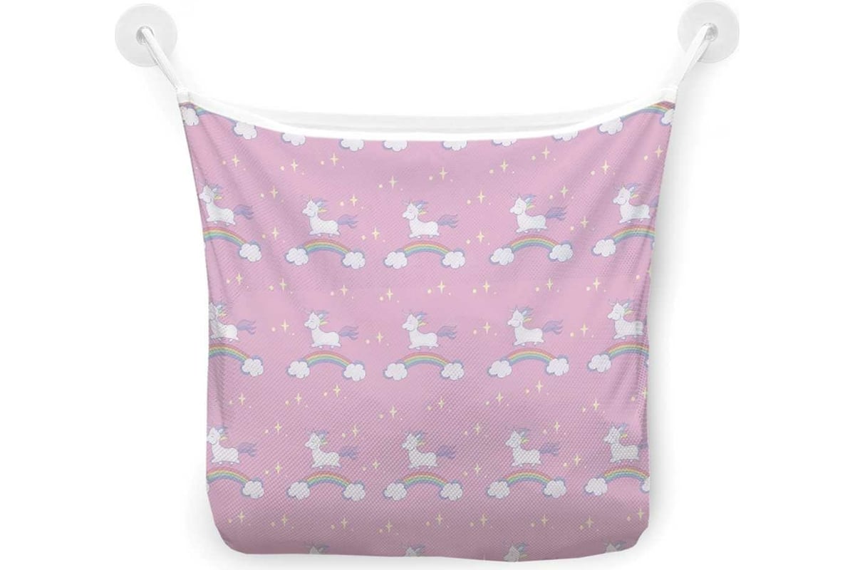 Органайзер для ванной - Сетка настенная на присосках для игрушек JoyArty "Единорог на радуге ...